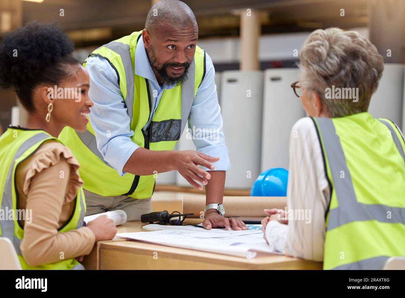 Manager, meeting or civil engineering team planning a building or ...