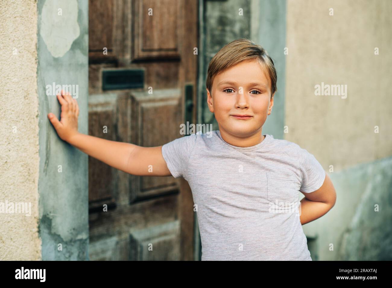 Outdoor portrait of handsom little boy with new haircut Stock Photo - Alamy