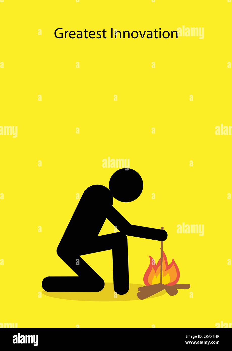 Stick figure making fire with wooden stick Stock Vector Image & Art - Alamy
