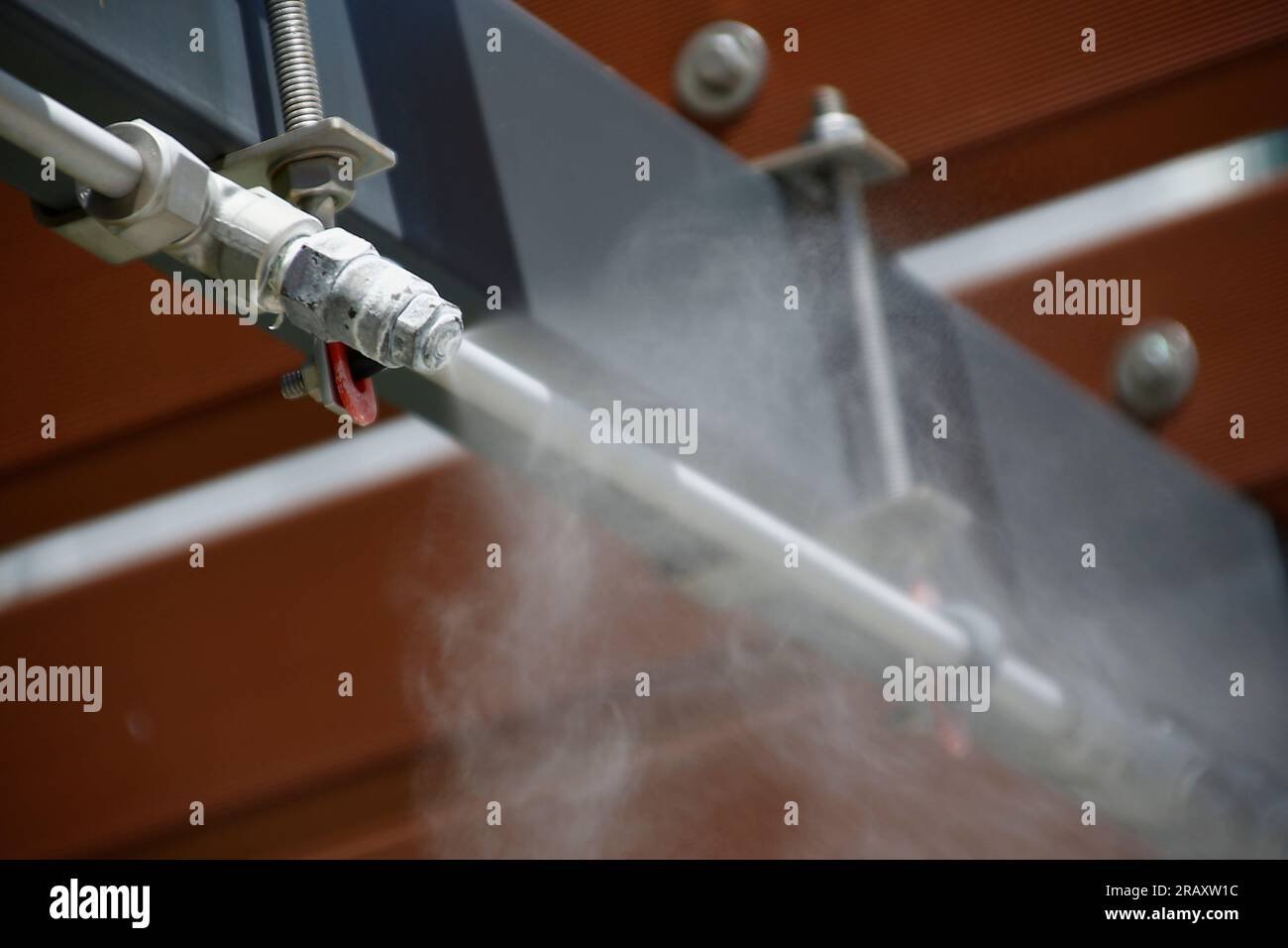 Tokyo, Japan. 6th July, 2023. A water mist system to cool people from ...