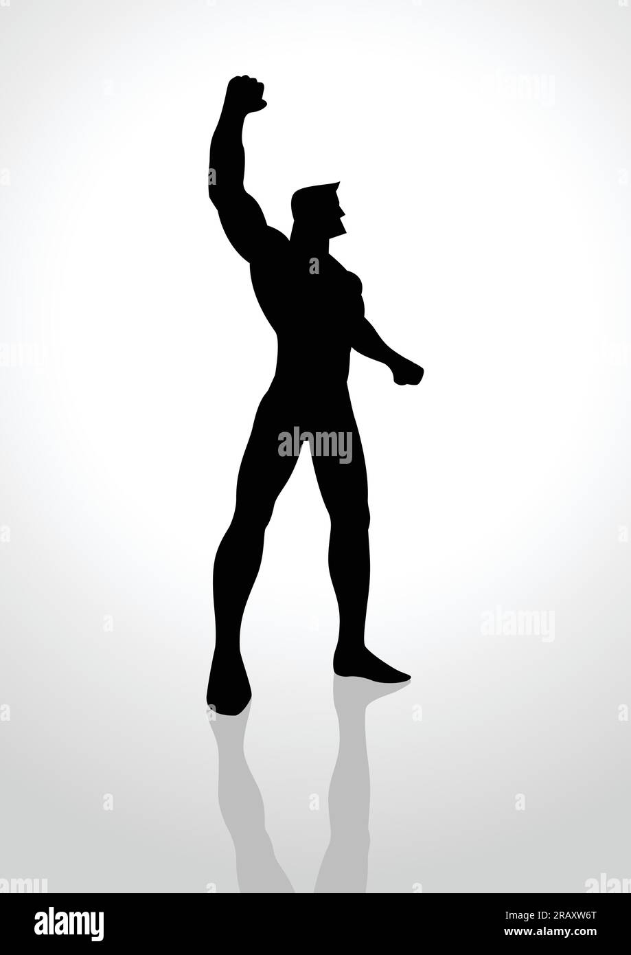 Silhouette illustration of a winner rising his right arm Stock Vector ...