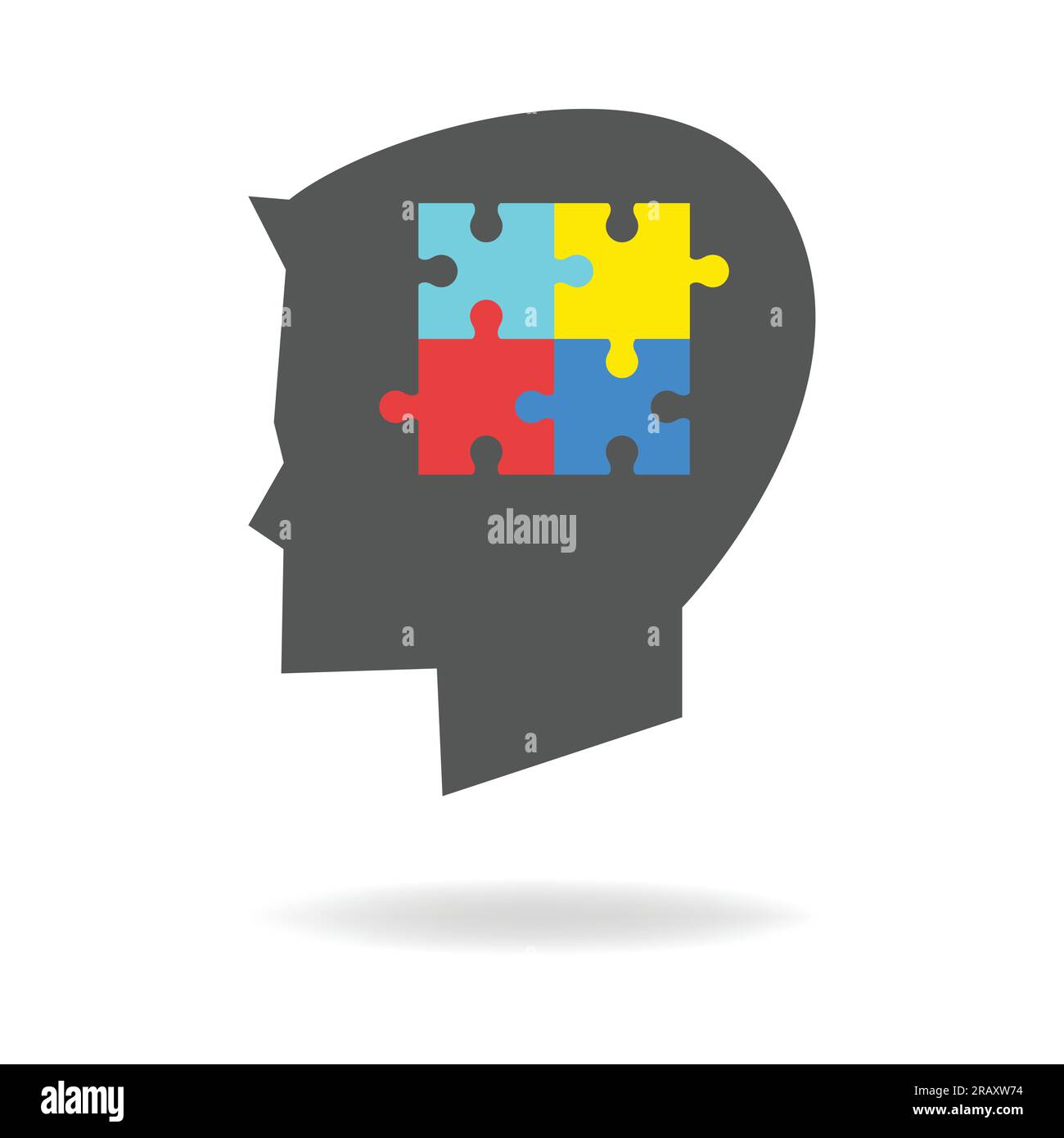 Children head silhouette with colorful jigsaw puzzle symbolizing autism ...