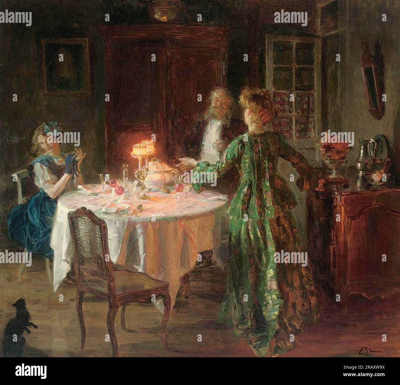 The Dinner Party 1911 by Jules-Alexandre Grun Stock Photo - Alamy