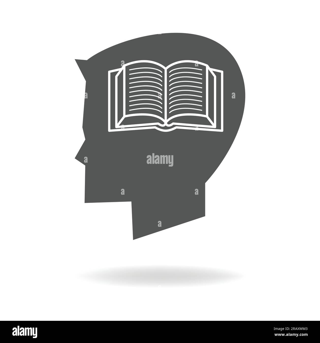 Children head silhouette with book icon, education, knowledge concept ...