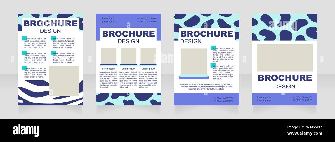 Zebra and tiger spots blue blank brochure layout design Stock Vector ...