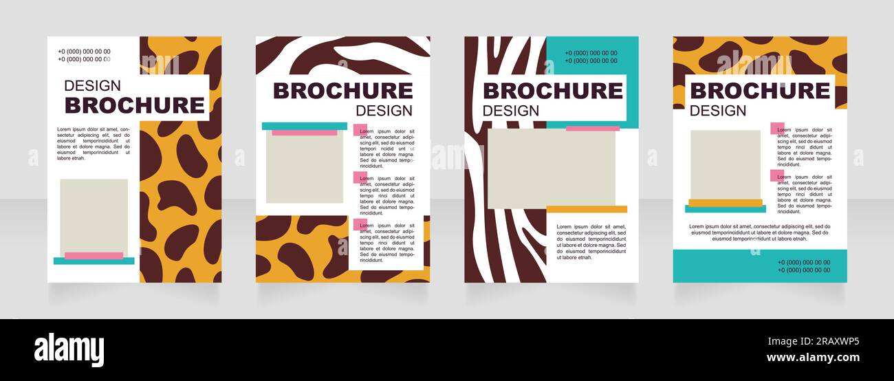 Leopard and zebra print blank brochure layout design Stock Vector Image ...