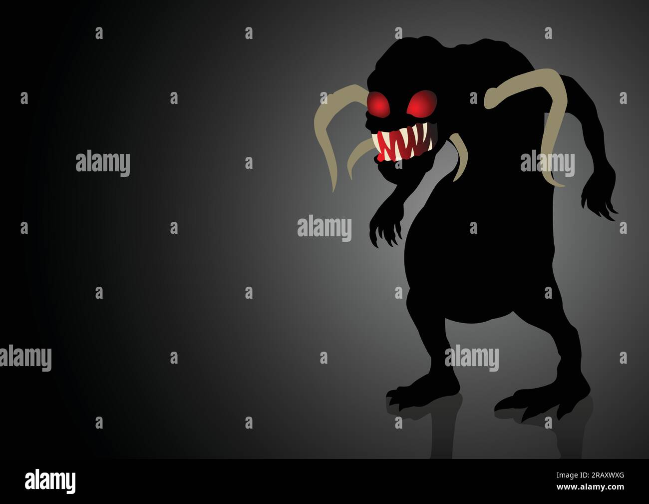 Silhouette illustration of a scary monster lurking in the dark Stock ...