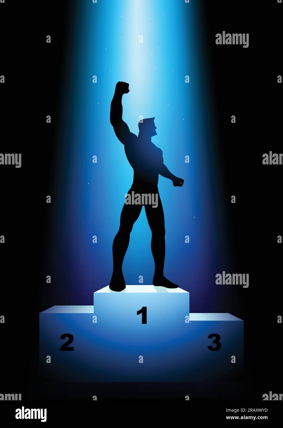 Silhouette illustration of a winner on rank podium Stock Vector Image ...