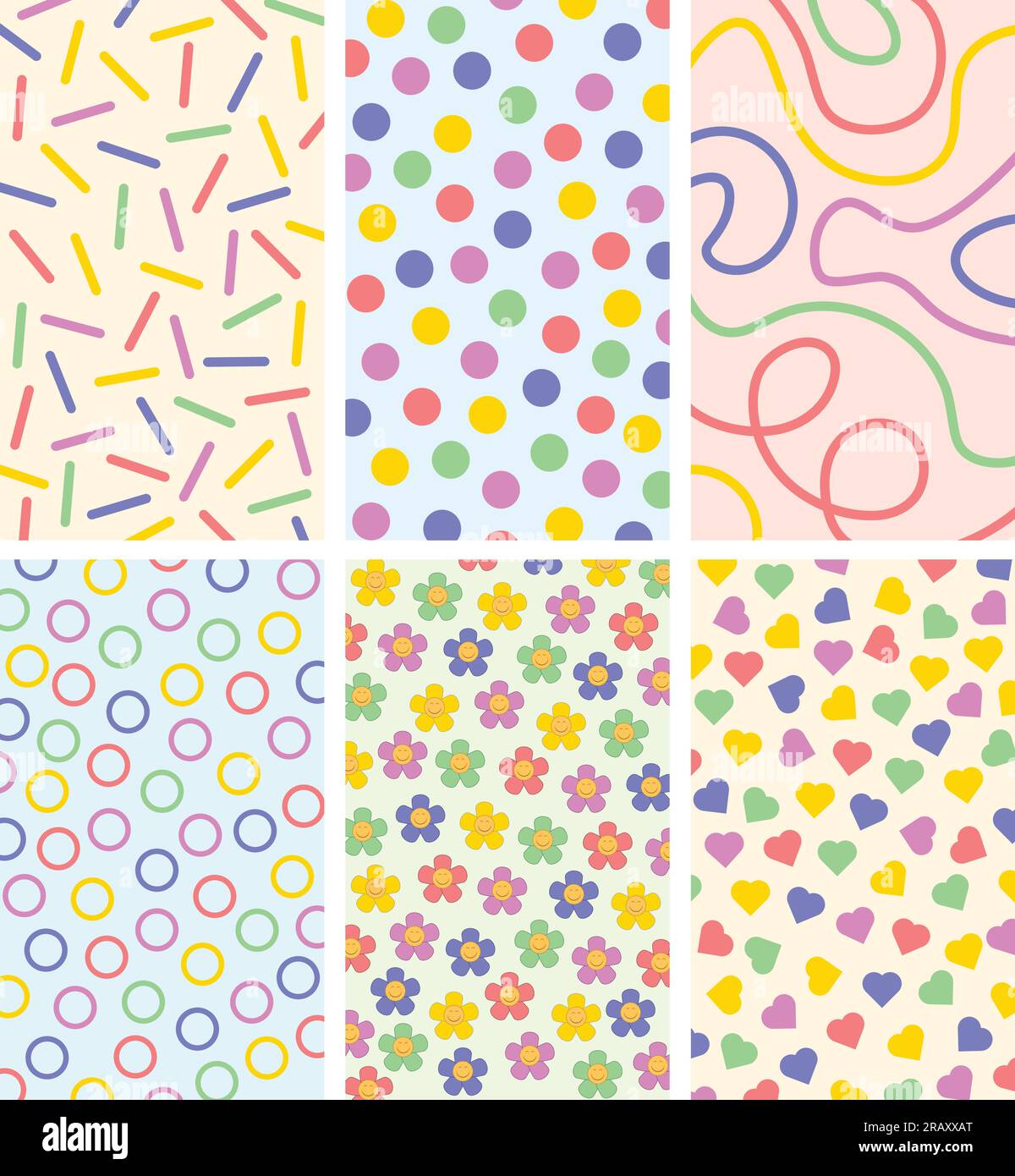 Cute vector illustration of seamless dotted, wavy lines, colourful ...