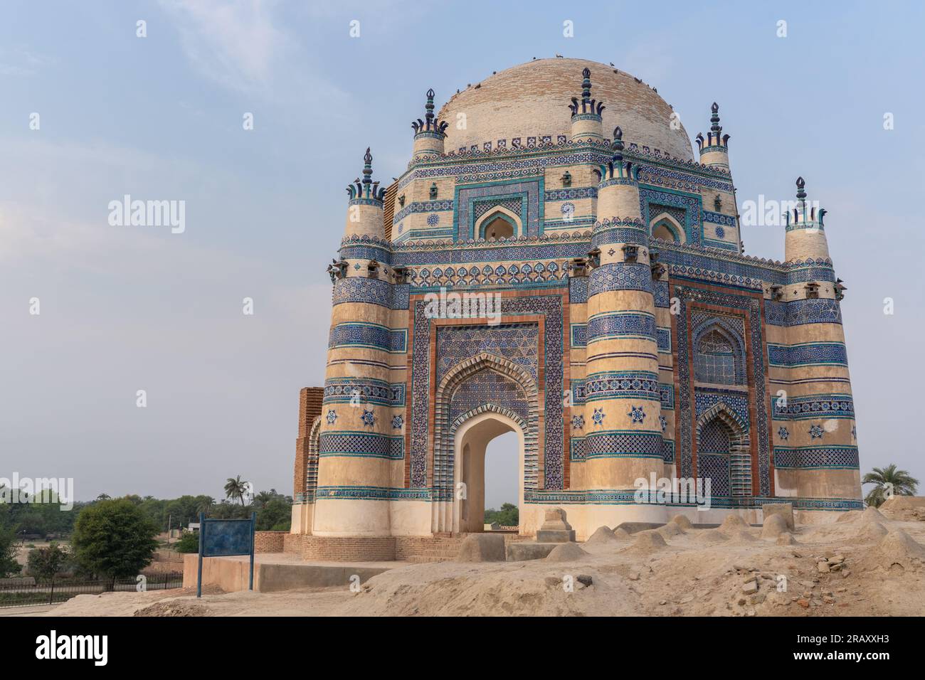 View of the medieval islamic architecture of ancient octagonal blue ...