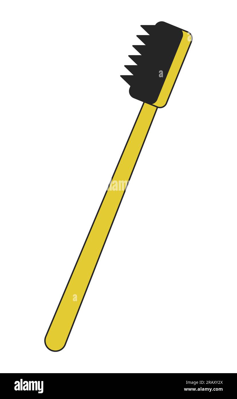 Plastic Toothbrush For Cleaning Teeth Flat Line Color Isolated Vector Object Stock Vector Image