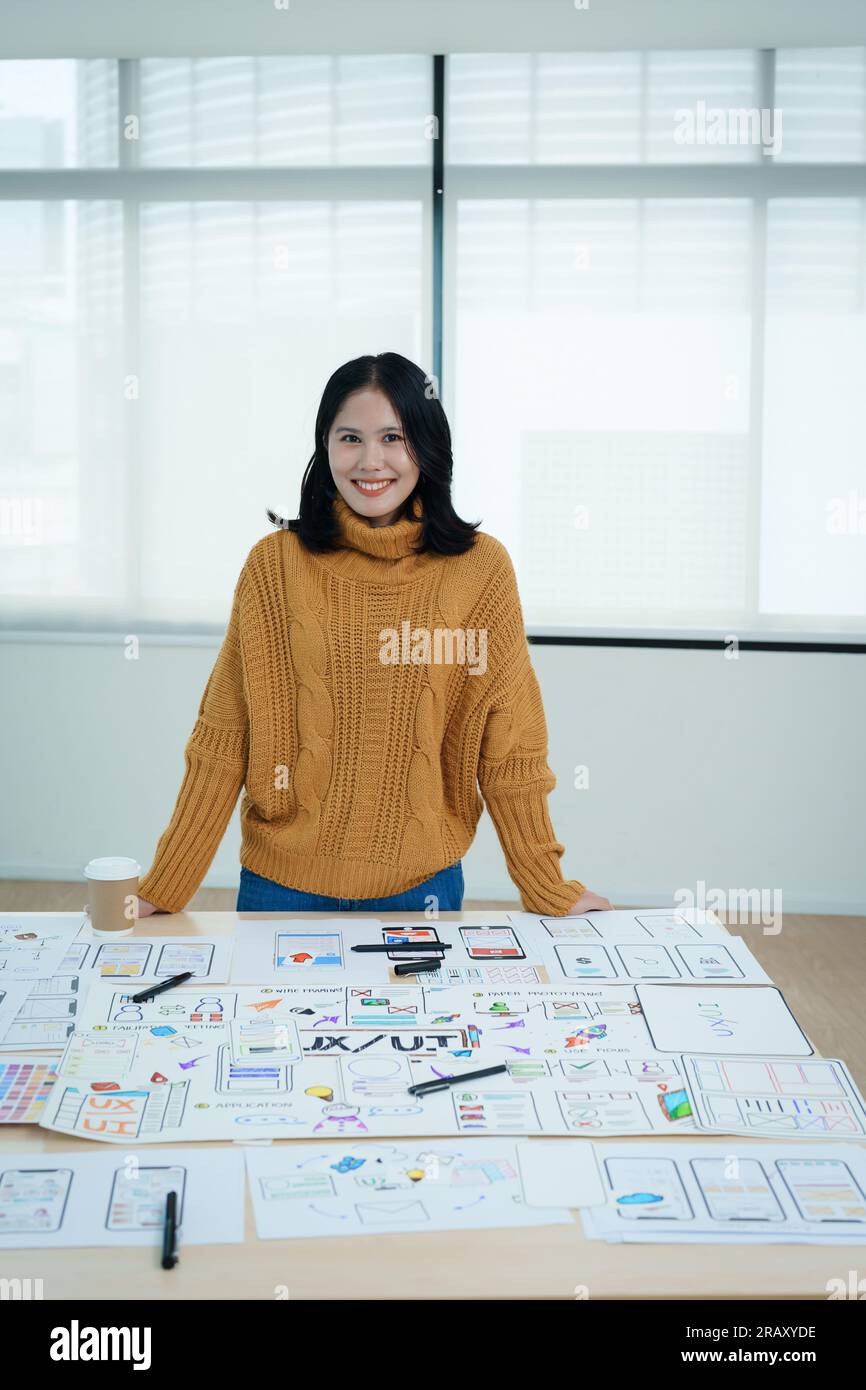 Group of asian creative team programing designers participate in all ...