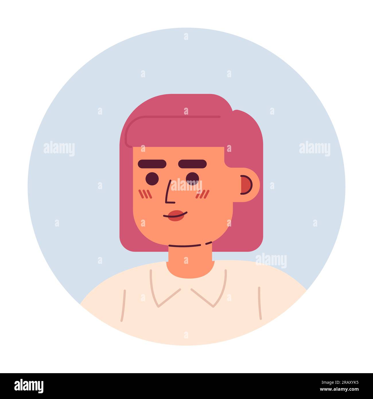 Beautiful woman with pink hair and bob hairstyle semi flat vector ...