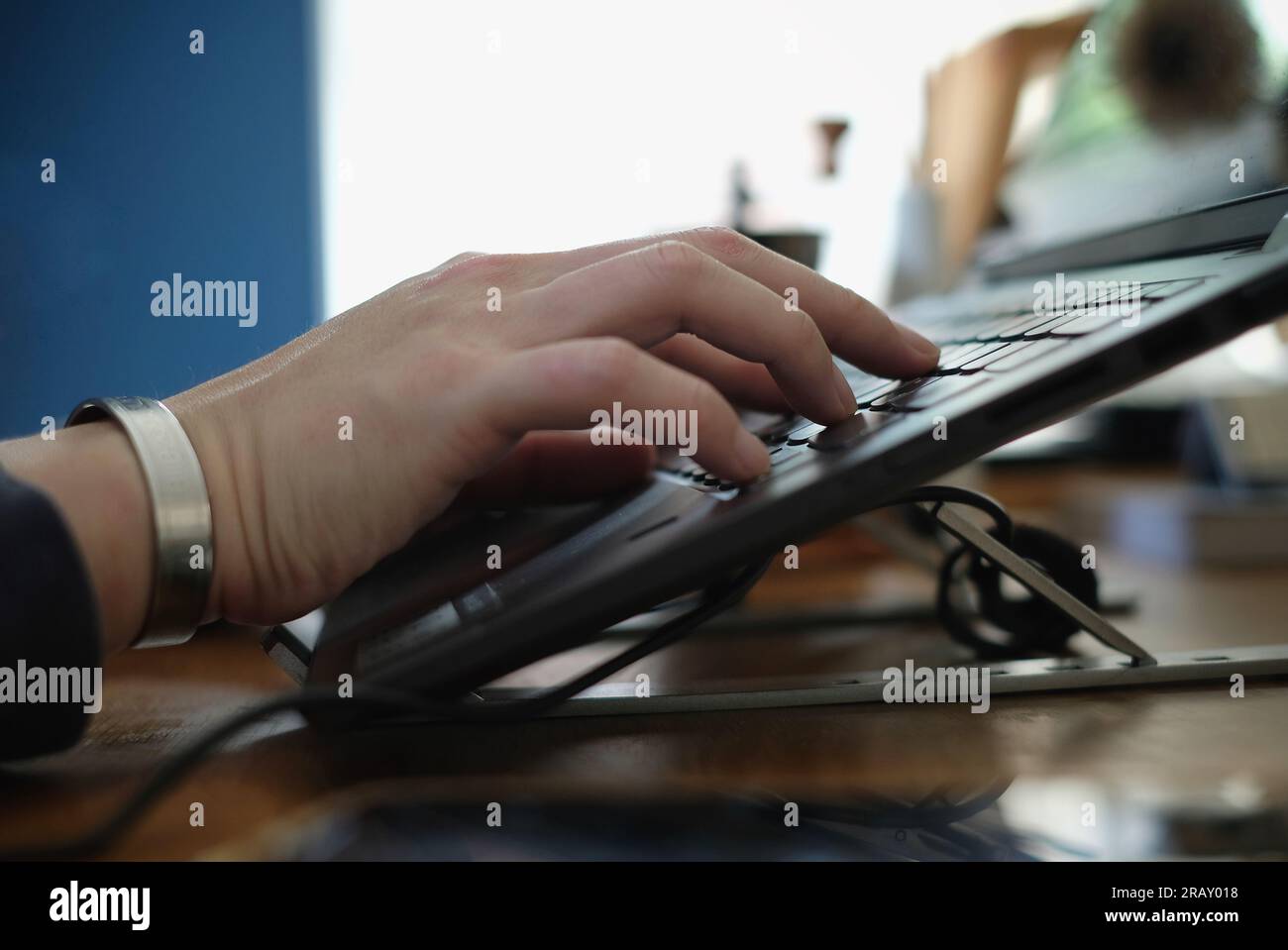 men's hand is typing on computer keyboard, vintage tone Stock Photo - Alamy