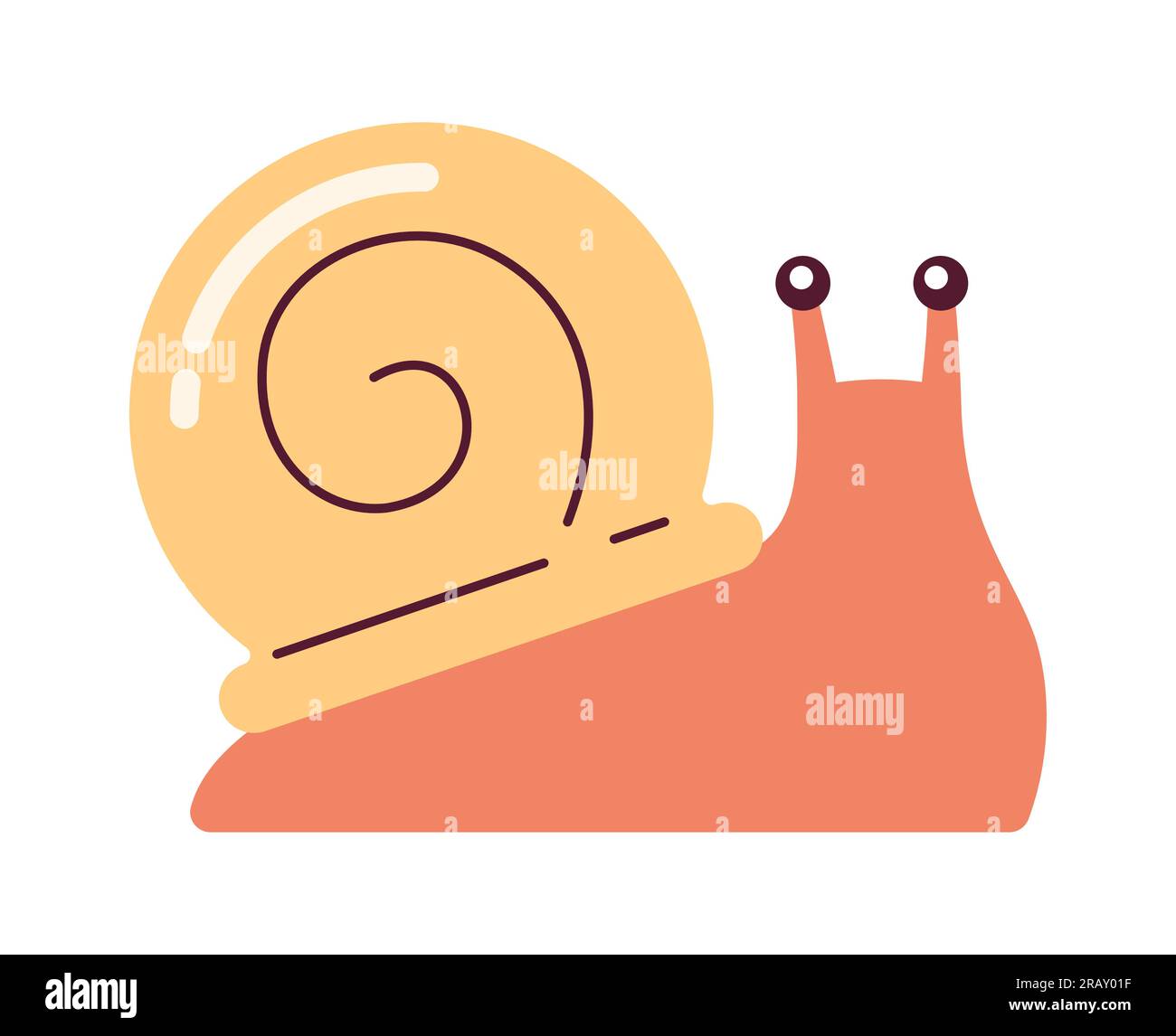 Snail with big golden spiral shell semi flat colour vector object Stock ...