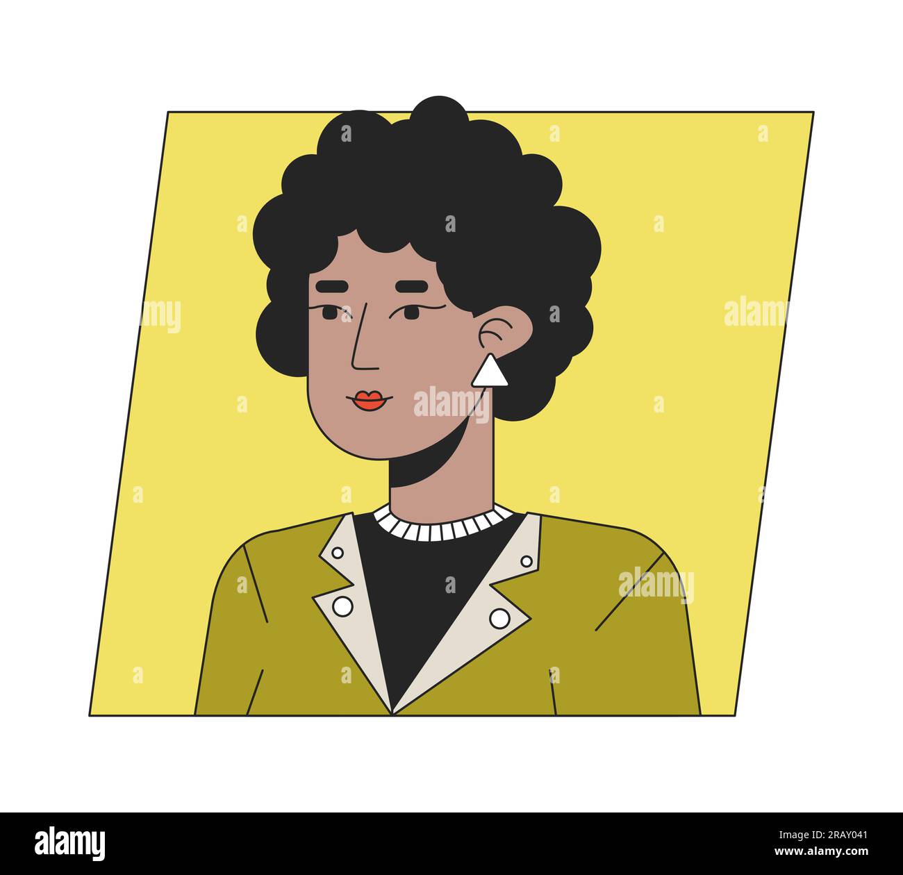 Attractive Adult African American Lady Flat Color Cartoon Avatar Icon Stock Vector Image And Art