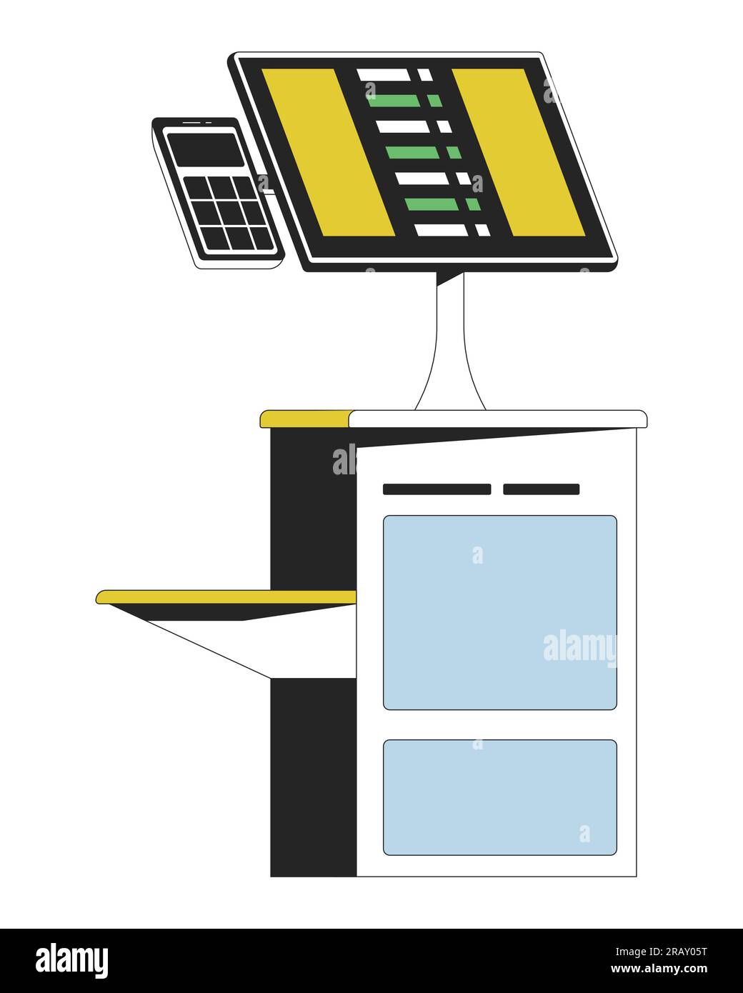 Self Service Terminal Flat Line Color Isolated Vector Object Stock