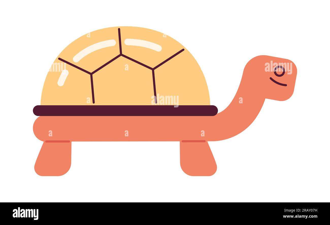 Cute old turtle moving slowly semi flat colour vector object Stock ...