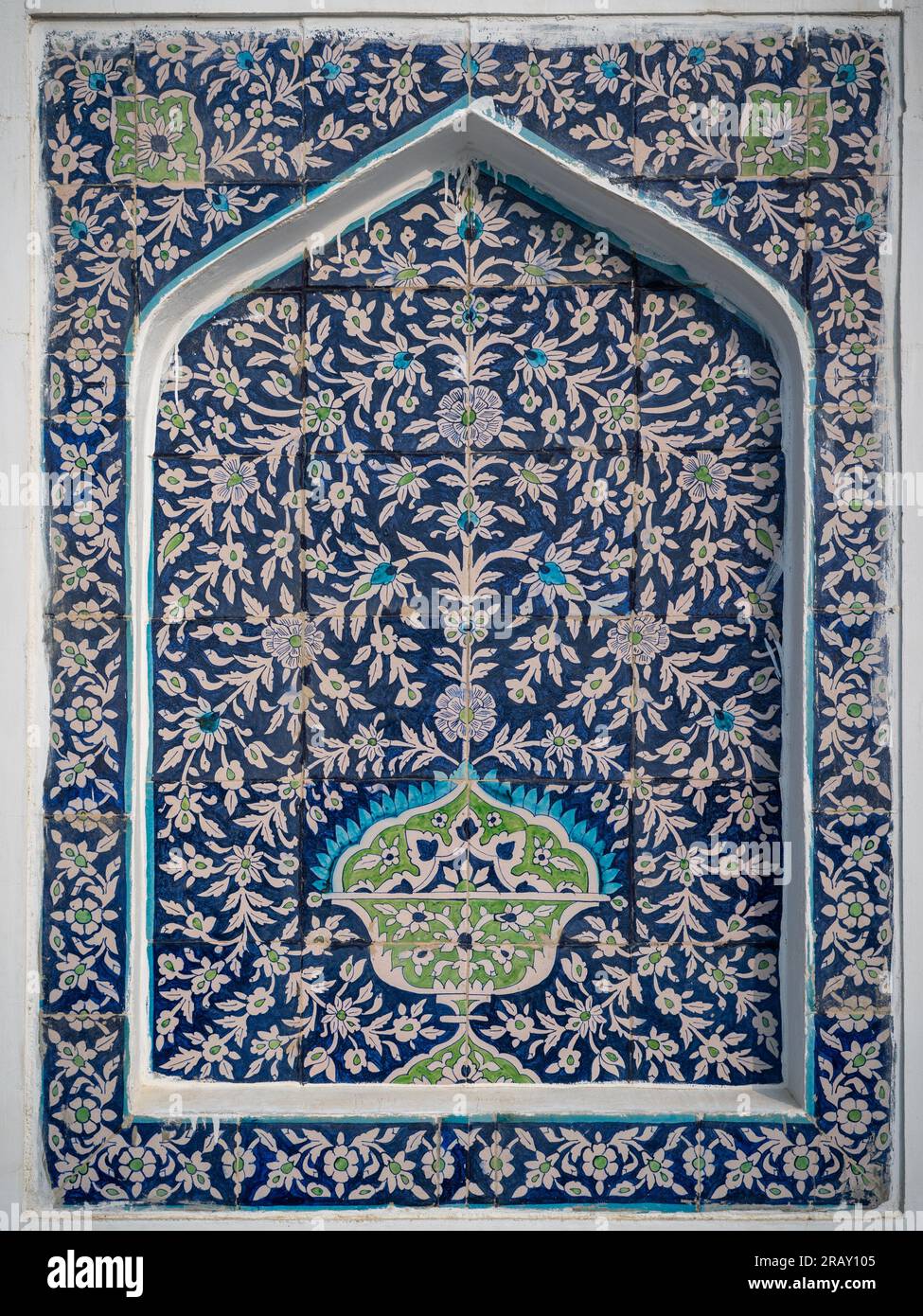 Beautiful traditional floral motif on blue and white ceramic tiles on ...