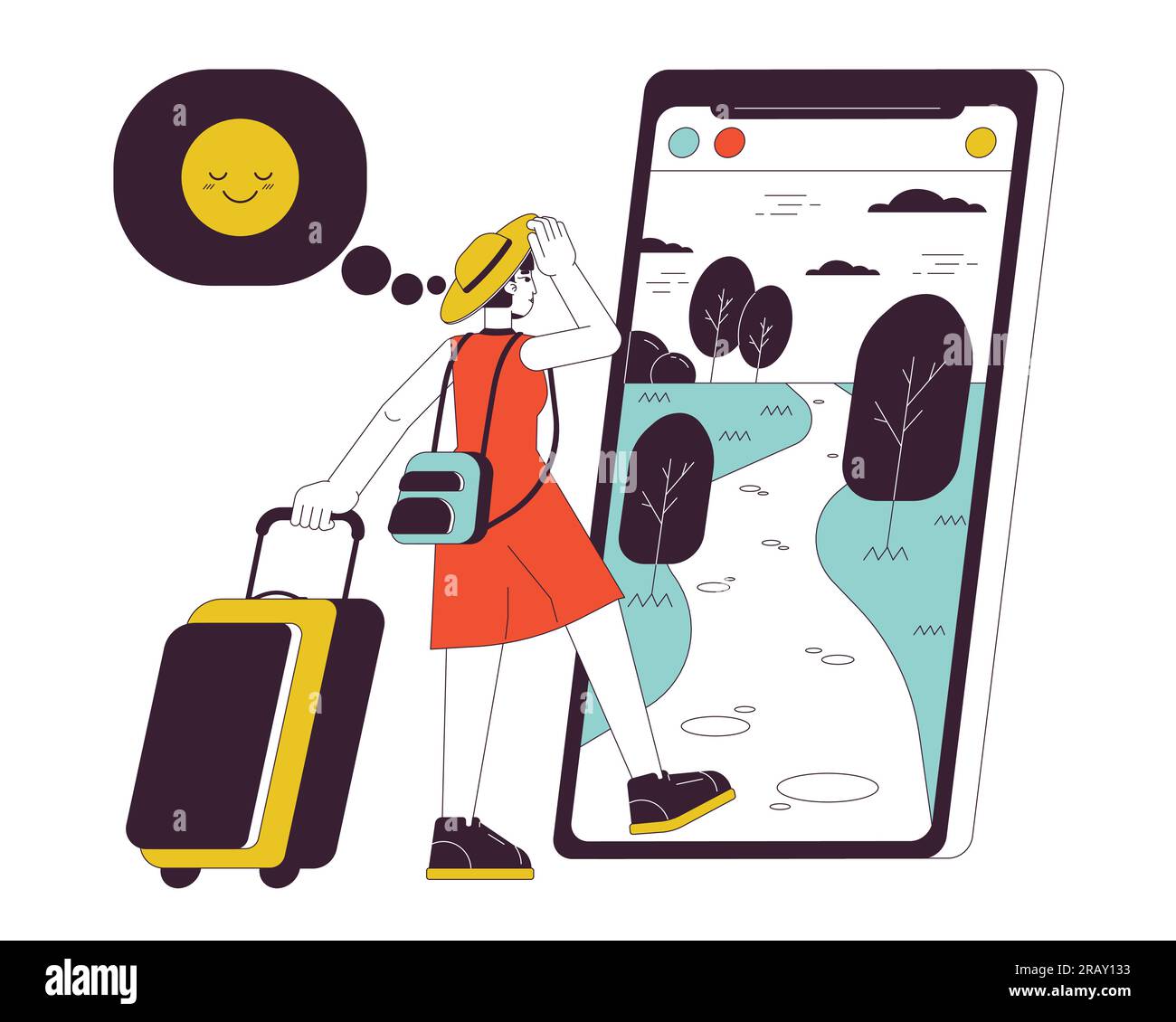 Woman traveler tourist going Stock Vector Images - Alamy