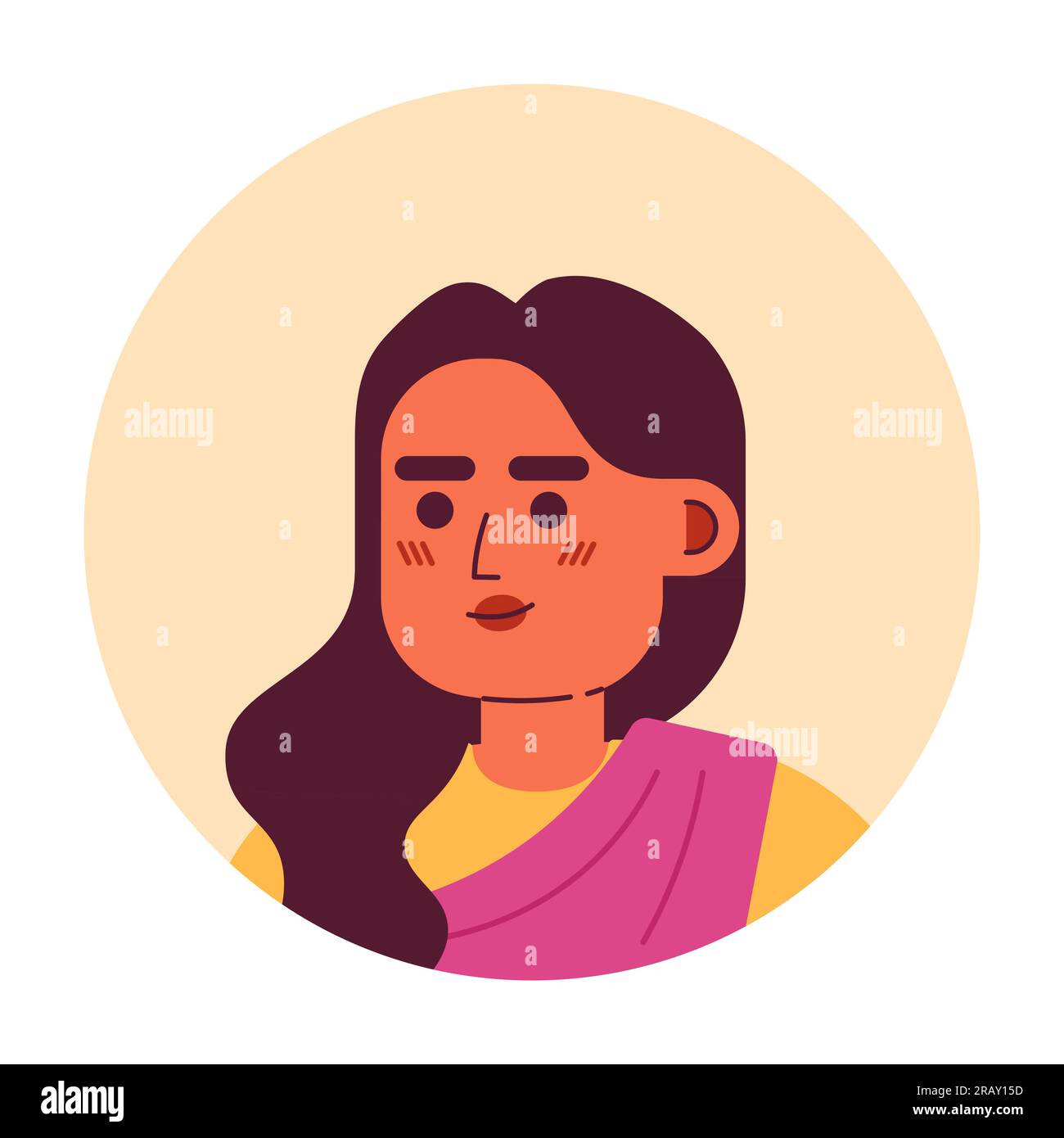 Serious adult indian woman semi flat vector character head Stock Vector ...