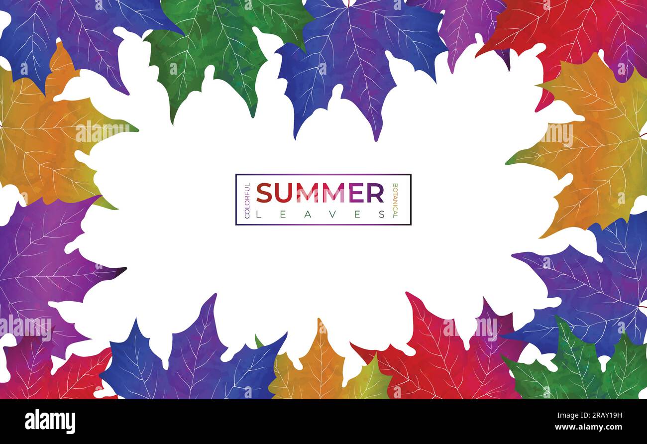 Vector illustration of gradient style colourful summer leaves concept ...