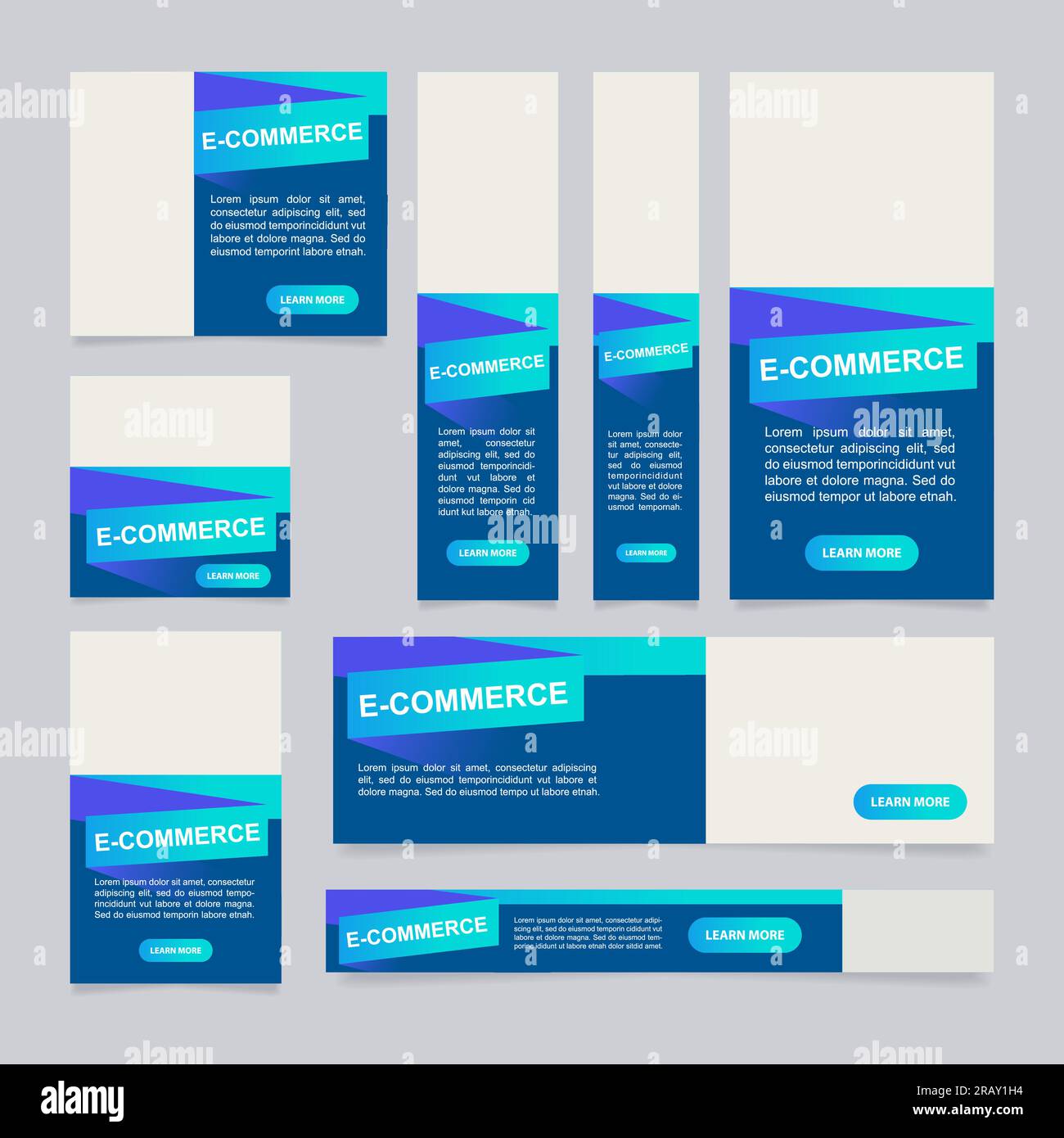 E-commerce channels and technology web banner design template Stock ...