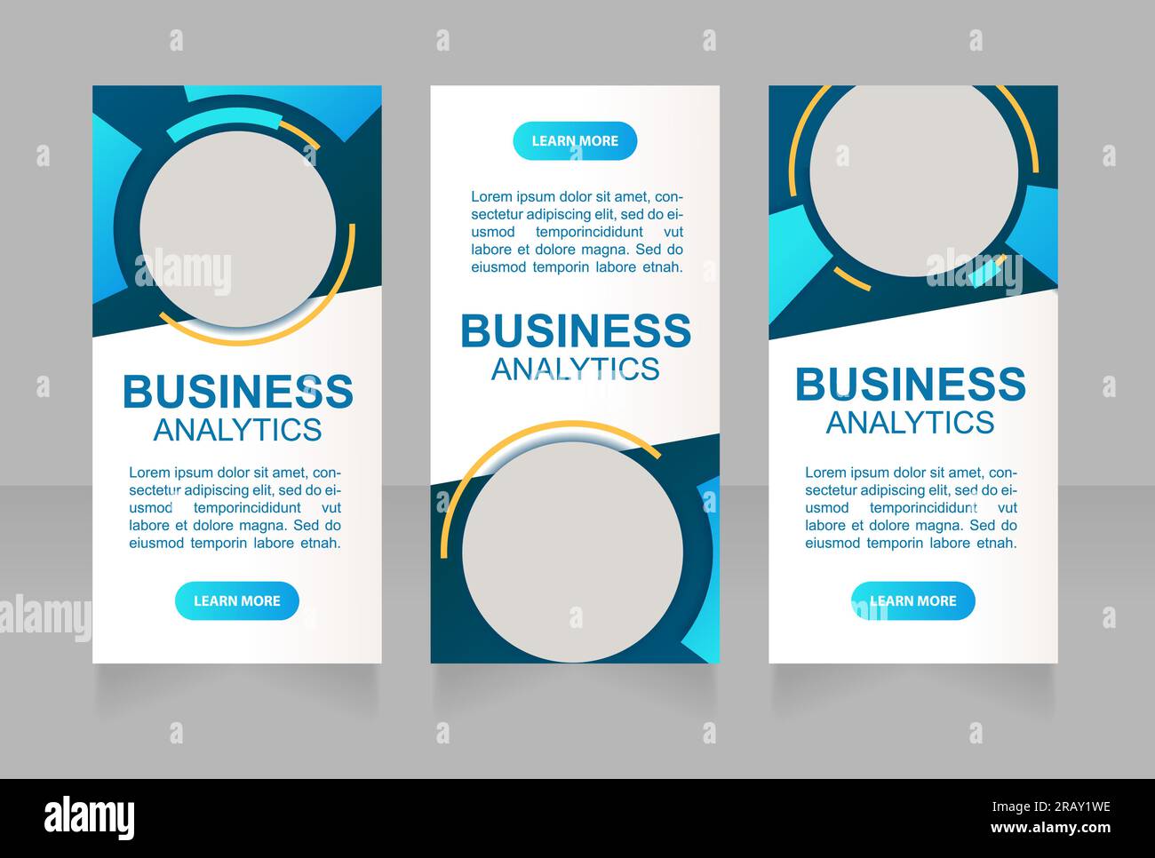 Analytics of modern business processes web banner design template Stock ...