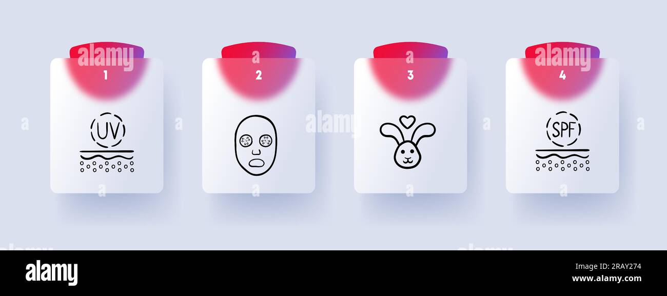 Cosmetics line icon. Mask, skin moisturizing, rabbit, heart, sunscreen ...