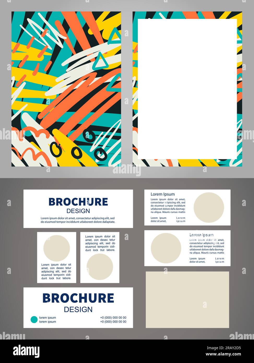 Contemporary art museum blank brochure design elements set Stock Vector ...