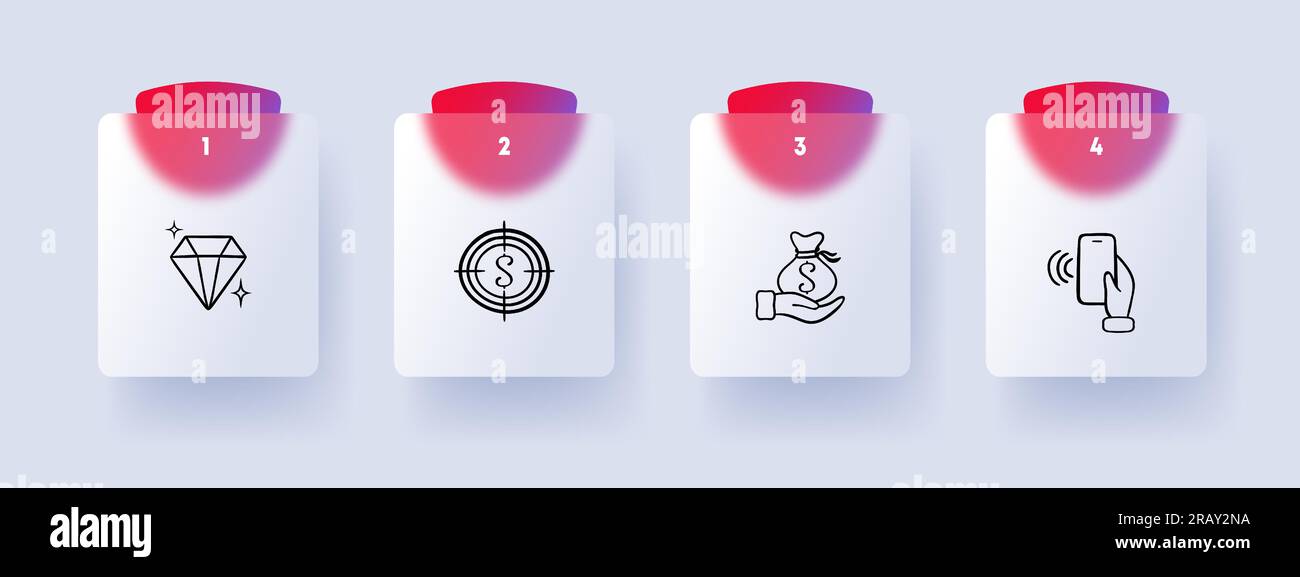 Finance line icon. Diamond, target, bag of money, online payment, nfs ...