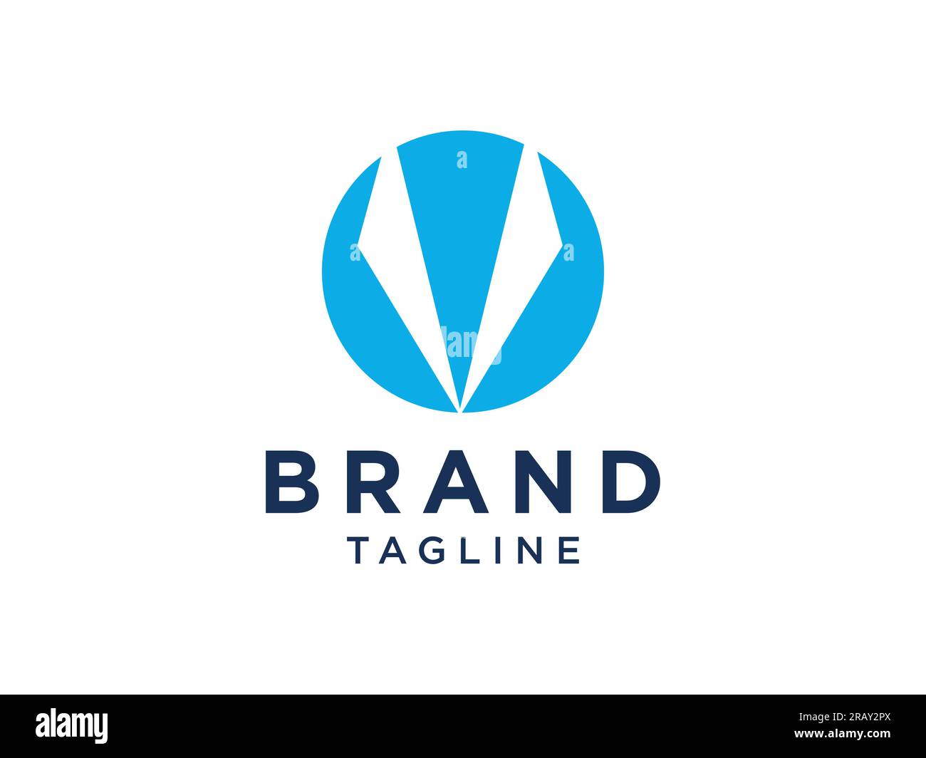 Abstract Initial Letter V Logo. Blue Geometric Shape isolated on White ...