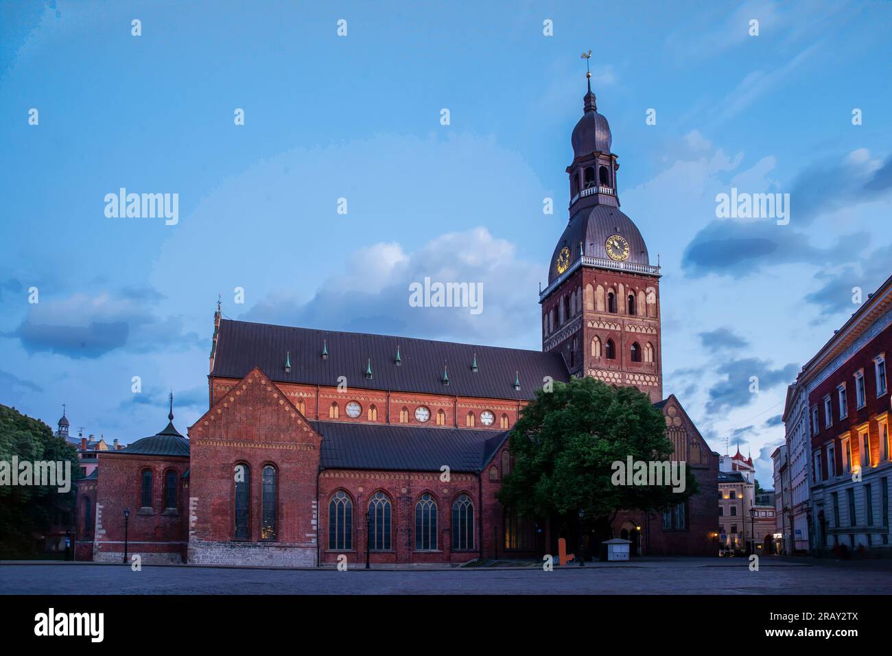 Riga Cathedral ( Rigas Doms, Riga Dom) in Riga after sunset: fantastic ...