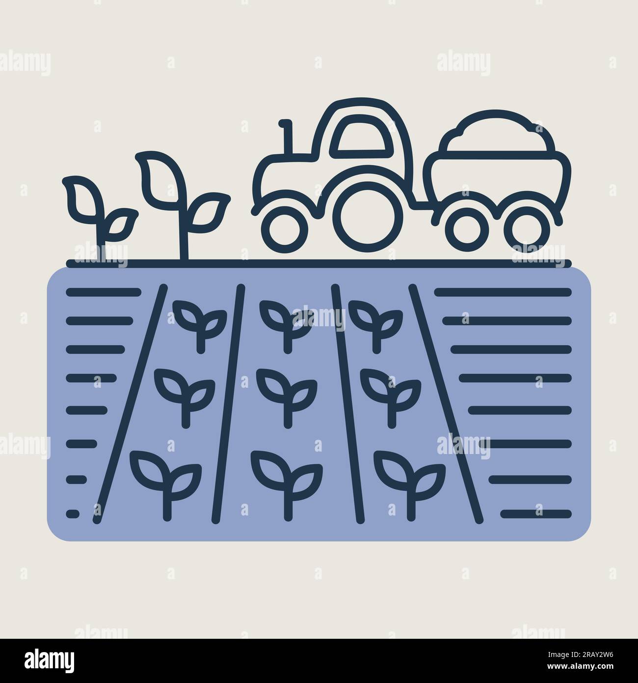 Tractor on field harvest seedling isolated icon. Agriculture sign ...