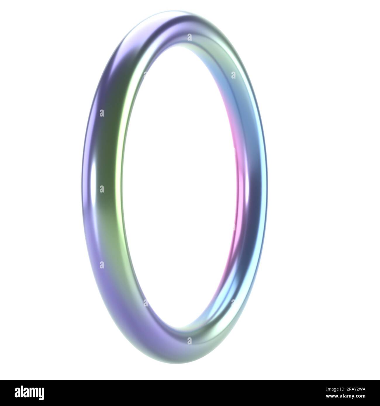3d render shape metallic holographic abstract ring. Glossy geometric ...