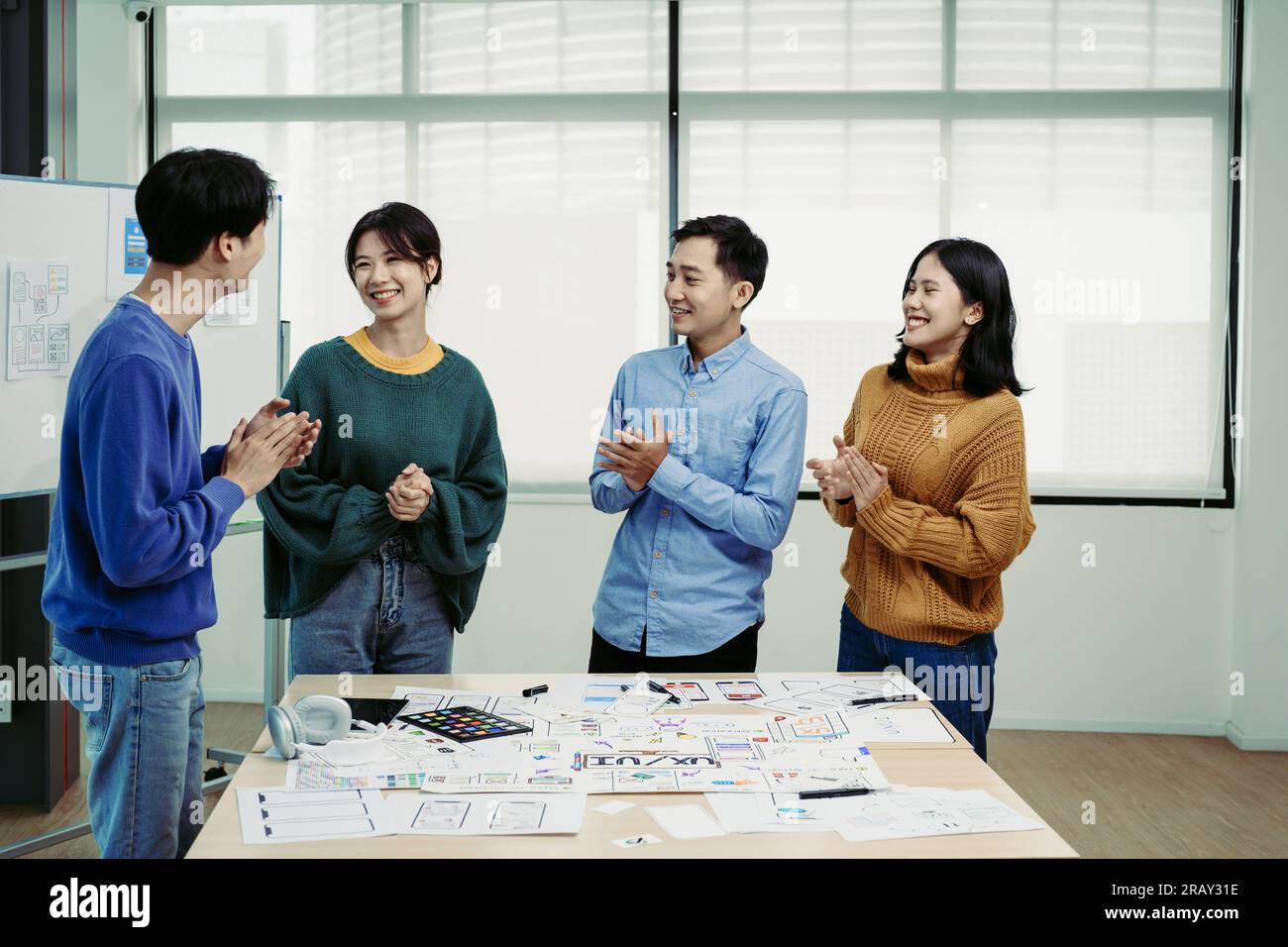 ux developers and ui designers use augmented reality to brainstorm on ...