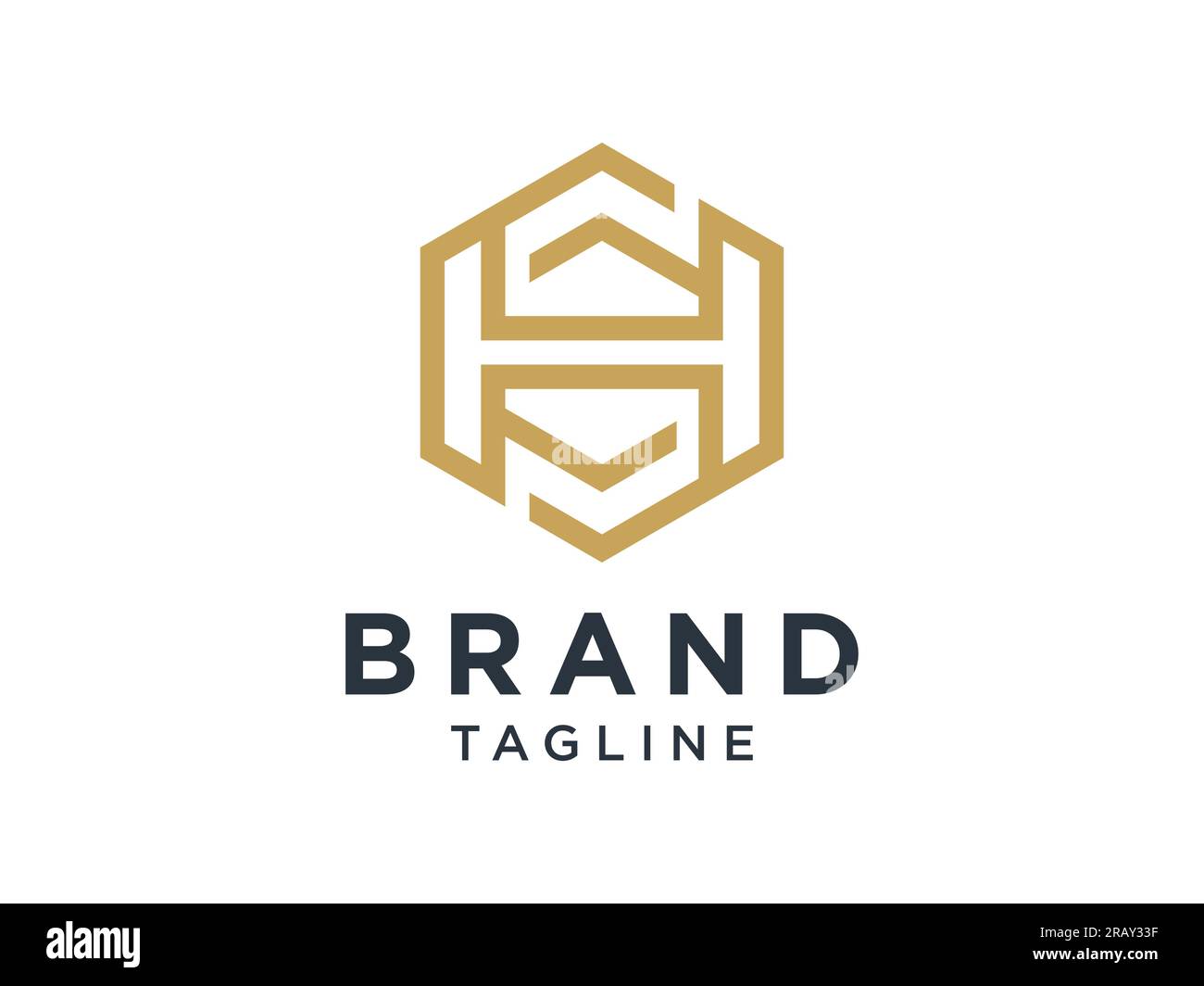 Abstract Initial Letter H Logo. Gold Geometric Shape isolated on White ...