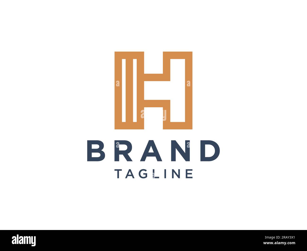 Abstract Initial Letter H Logo. Linear Rounded Shape isolated on White ...