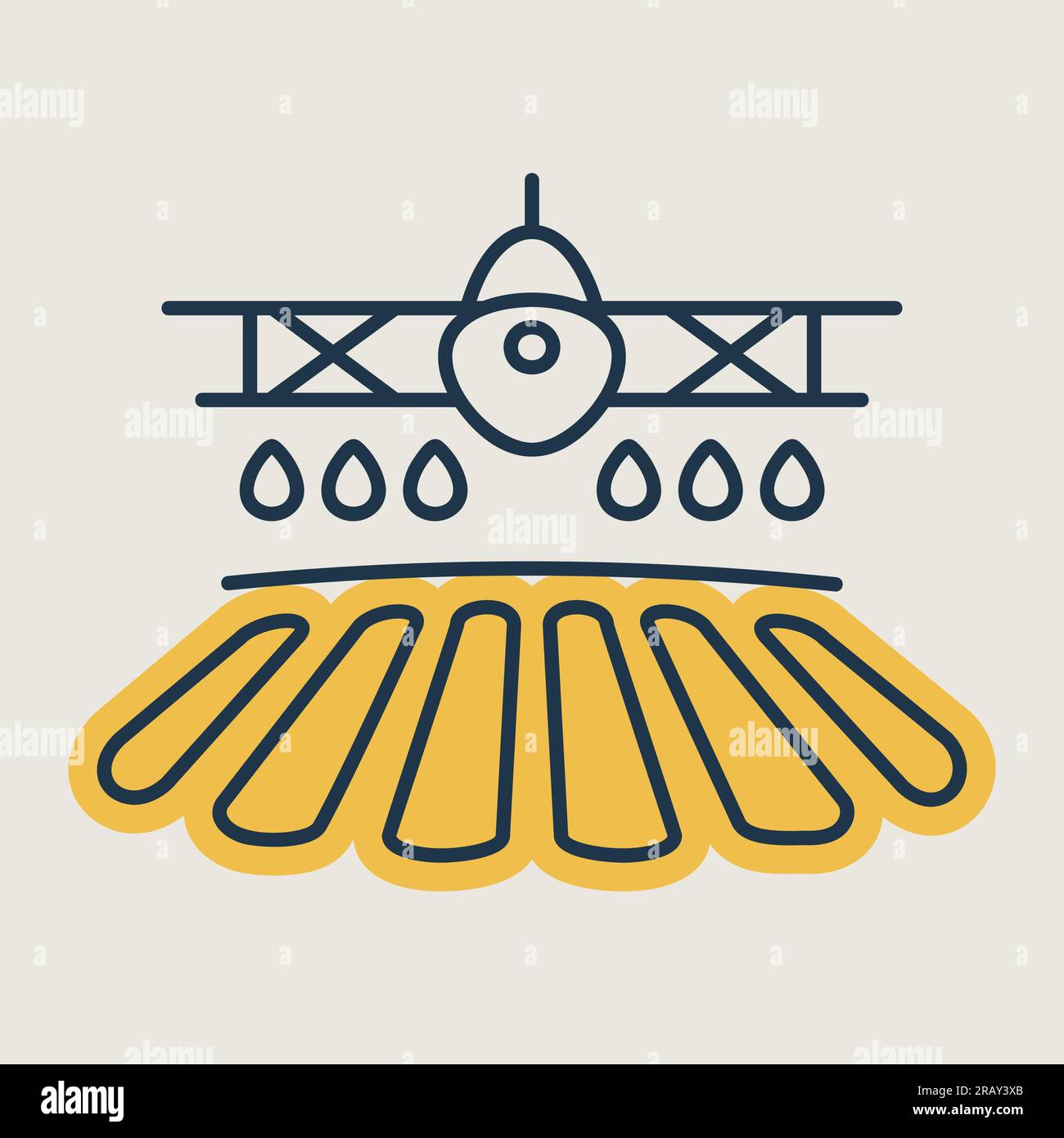 Crop duster airplane spraying a farm field vector icon. Agriculture ...