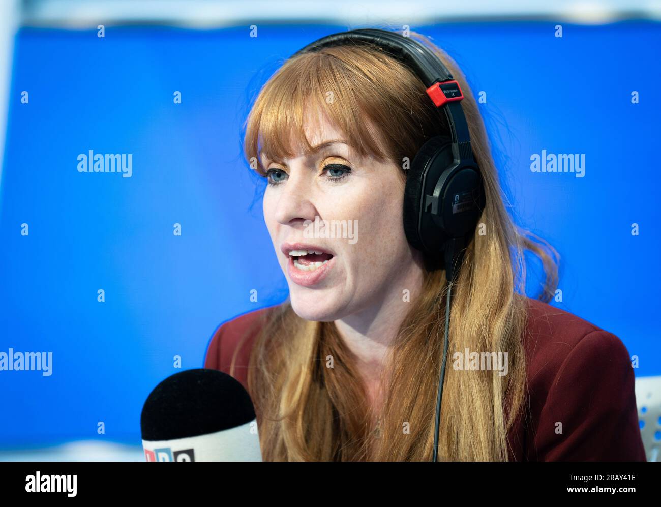Deputy Labour party leader Angela Rayner takes part in a live phone-in ...