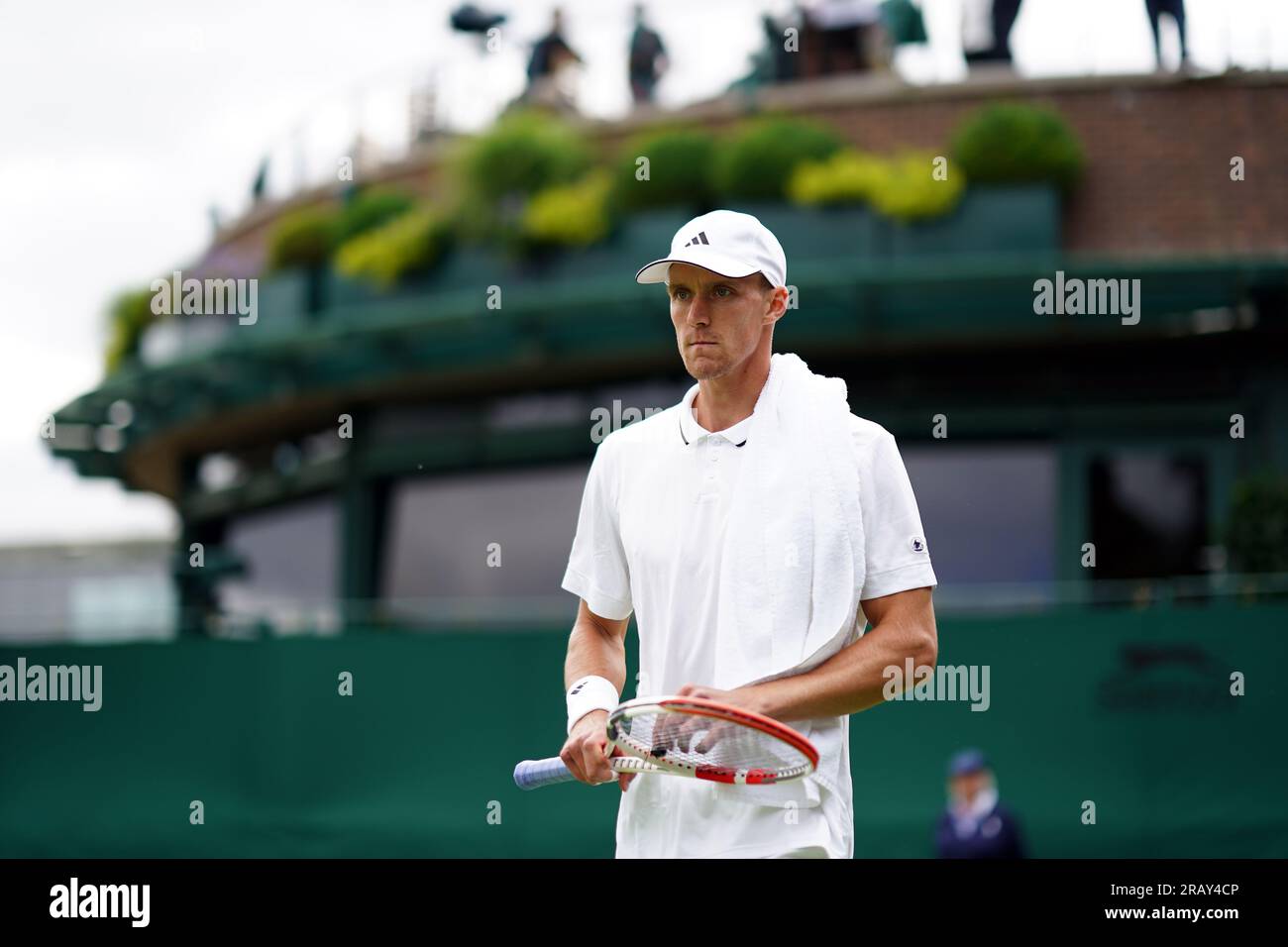 Jan Choinski during his match against Hubert Hurkacz (not pictured) on ...