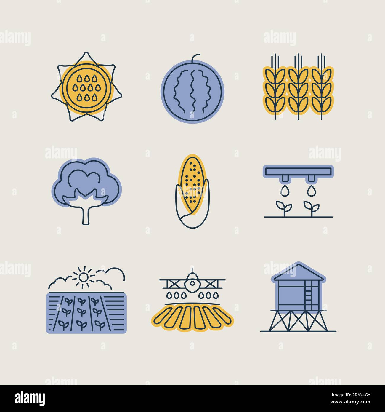 Farm Field isolated icon set. Agriculture sign. Graph symbol for your ...