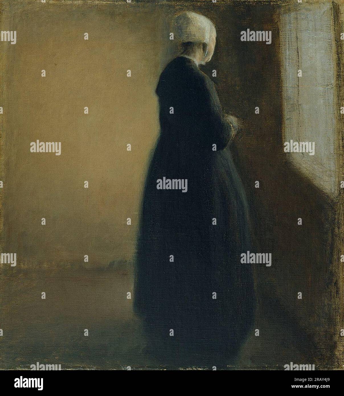 An old woman standing by a window 1885 by Vilhelm Hammershoi Stock ...