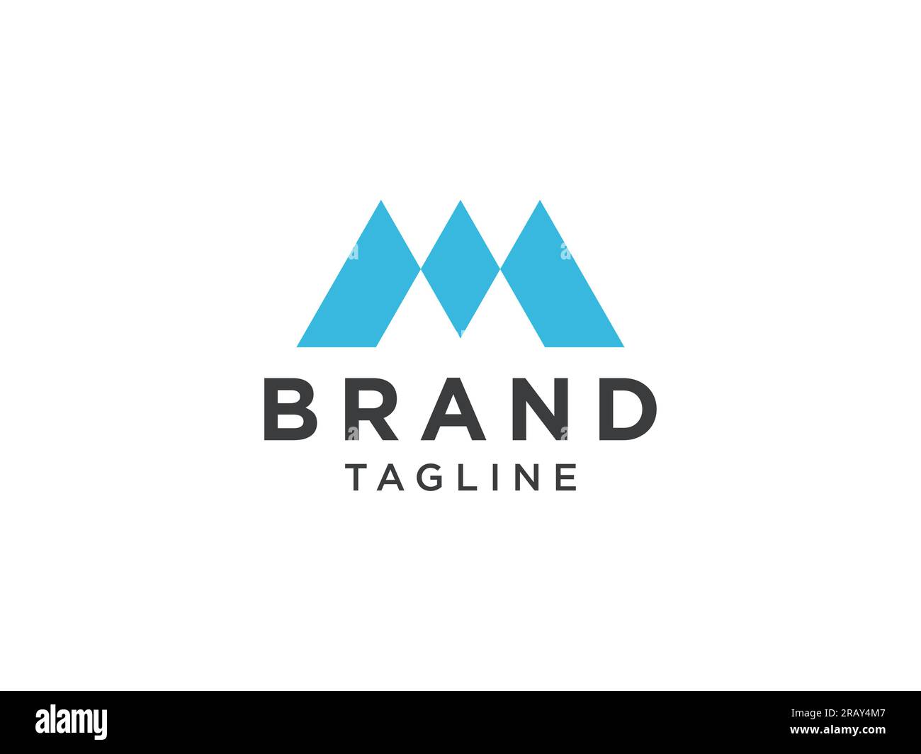 Abstract Initial Letter M Logo. Blue Geometric Lines isolated on White ...