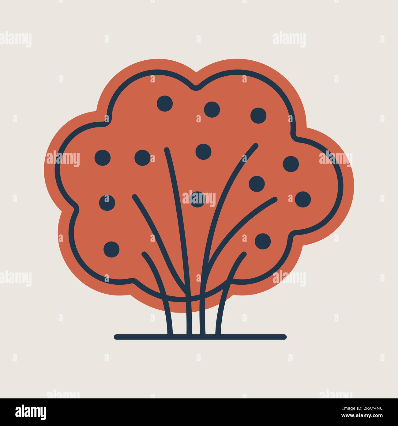 Garden bush with berries isolated vector icon. Graph symbol for ...