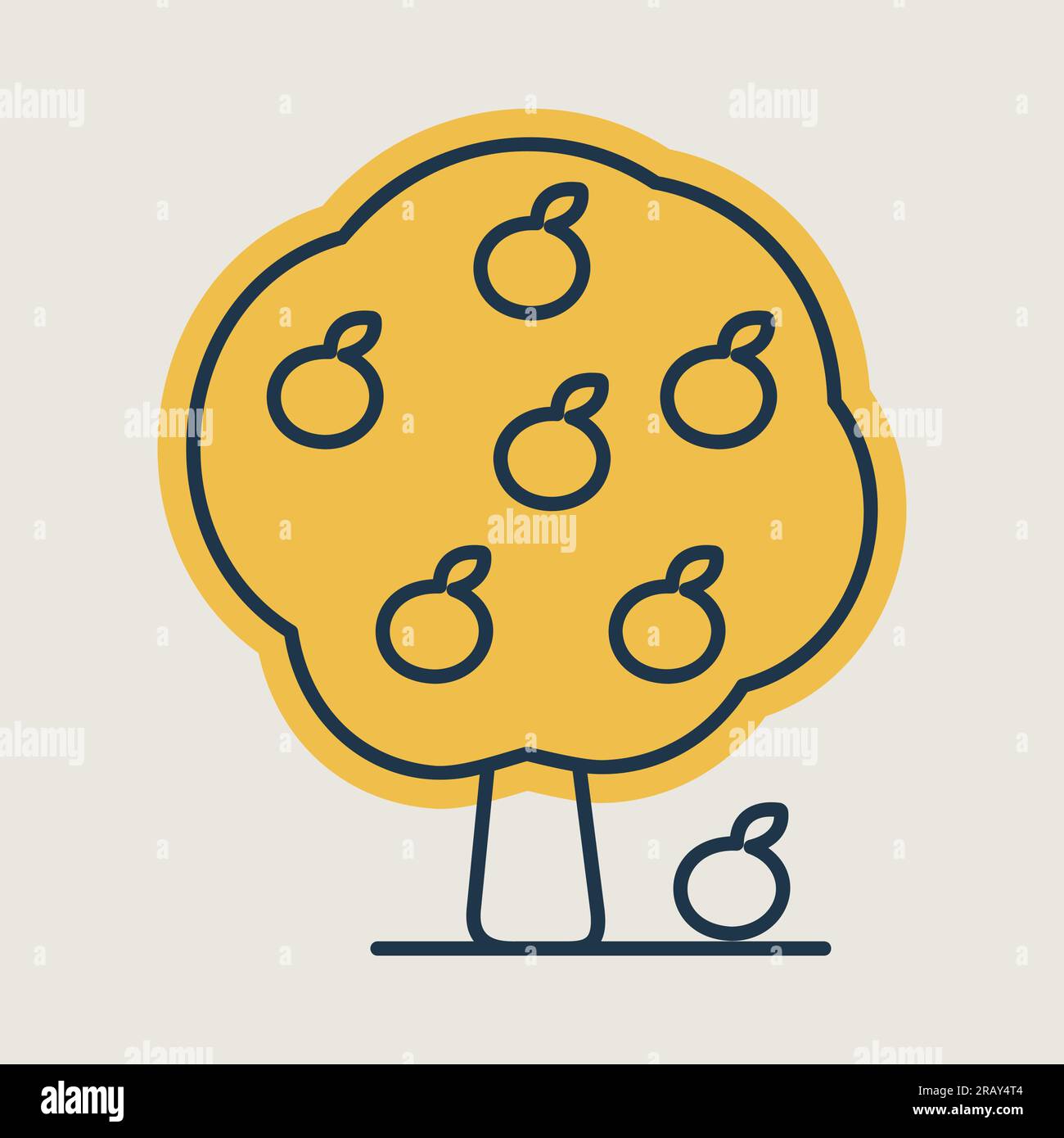 Apple tree isolated vector icon. Graph symbol for agriculture, garden ...