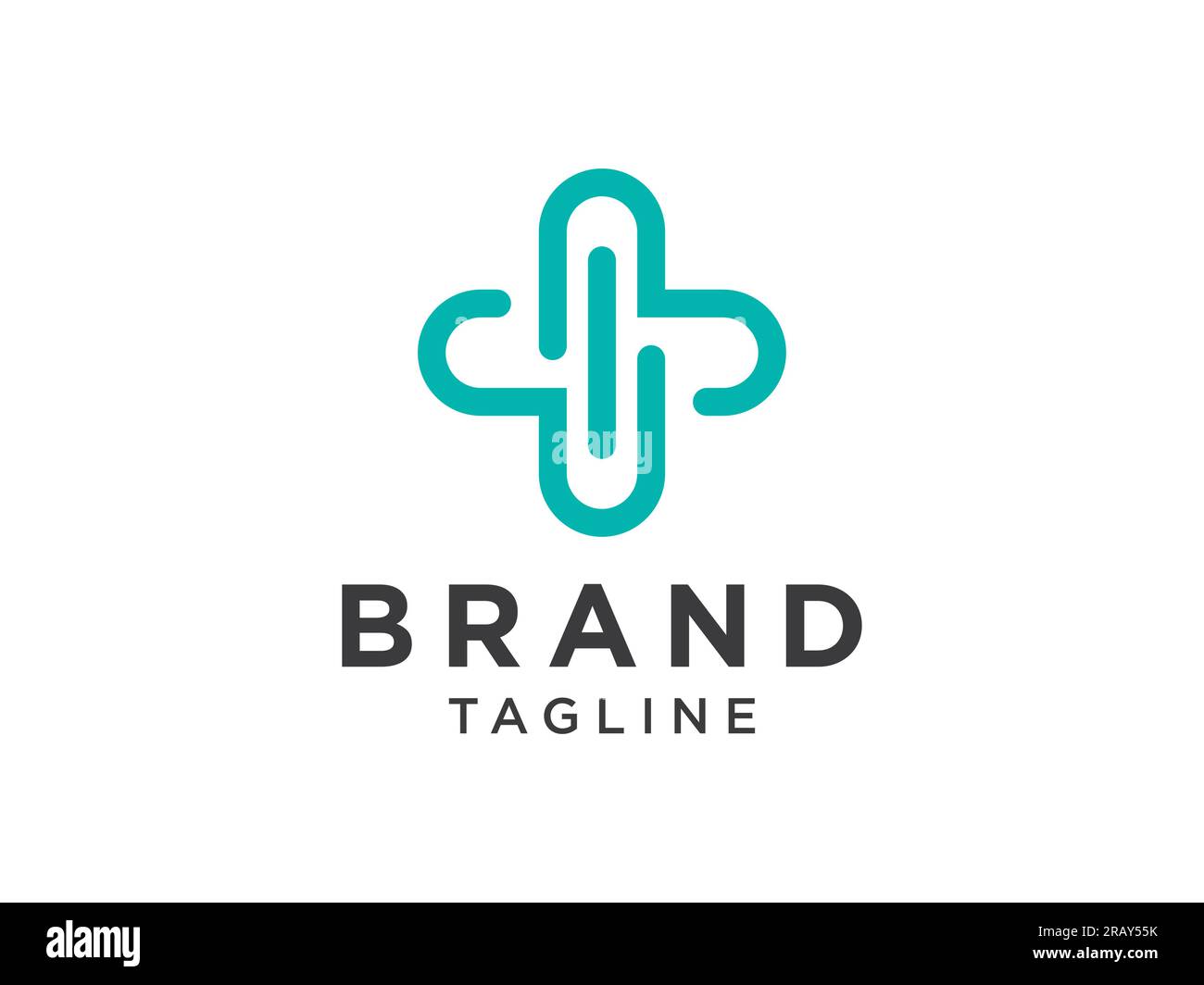 Healthcare Medical Logo. Blue Linear Rounded Cross Sign Health Icon ...