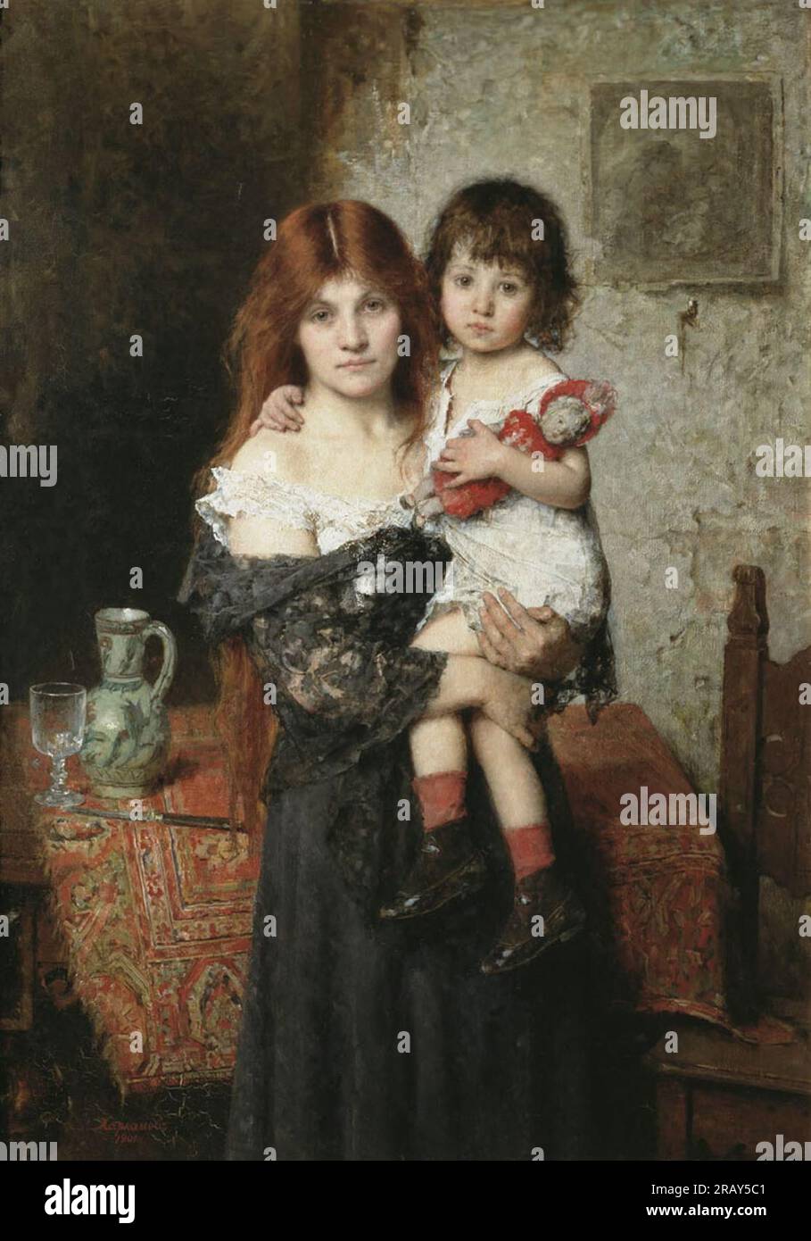 Mother and Daughter by Alexei Harlamoff Stock Photo - Alamy