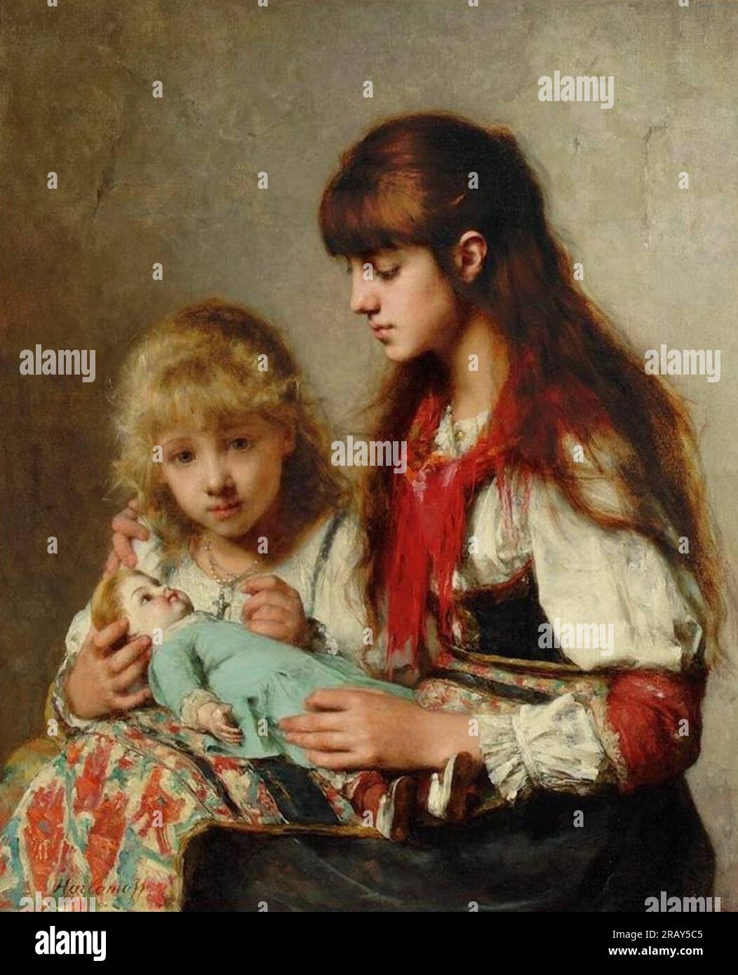 Two Girls 1888 by Alexei Harlamoff Stock Photo - Alamy