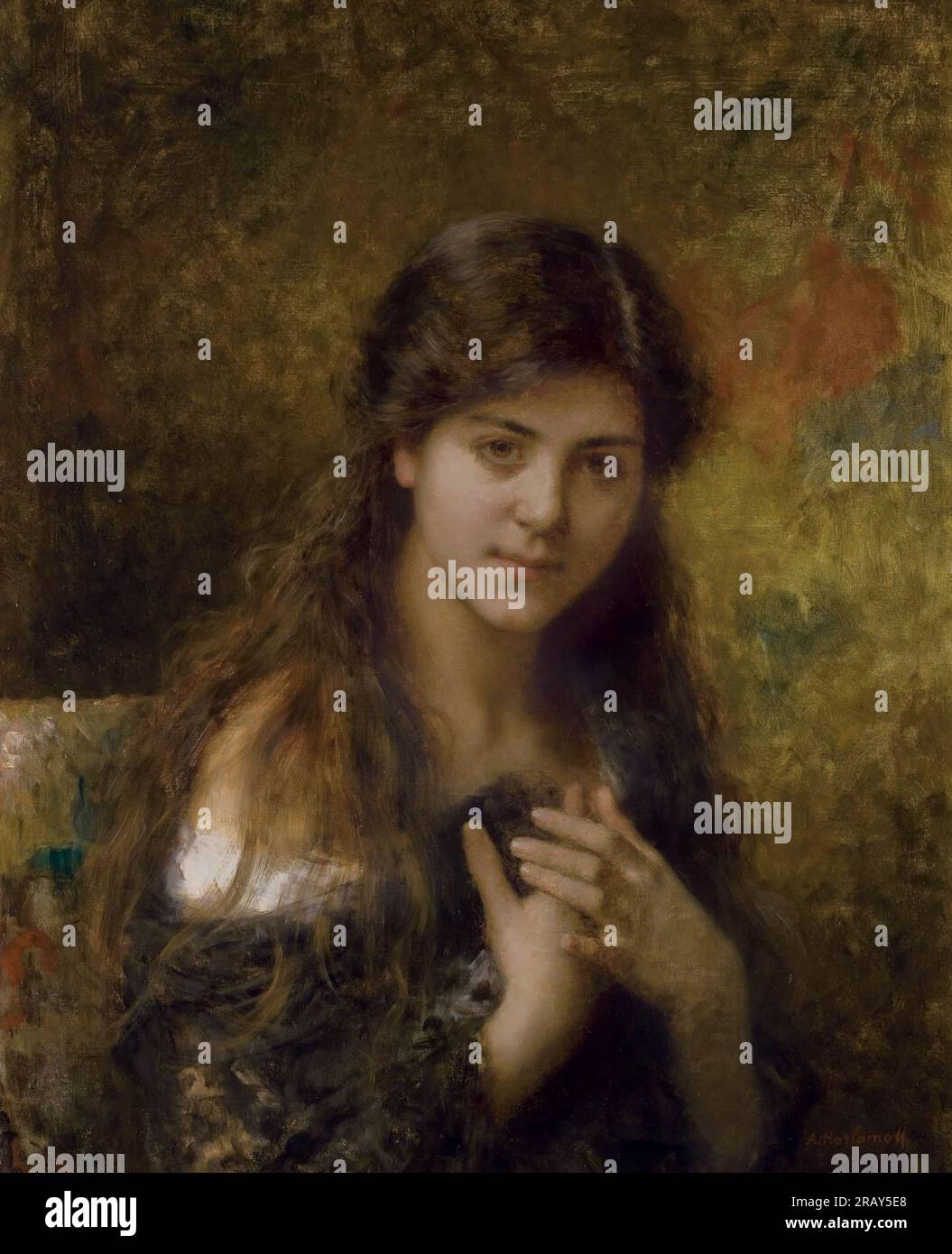 Portrait of a young girl by Alexei Harlamoff Stock Photo - Alamy